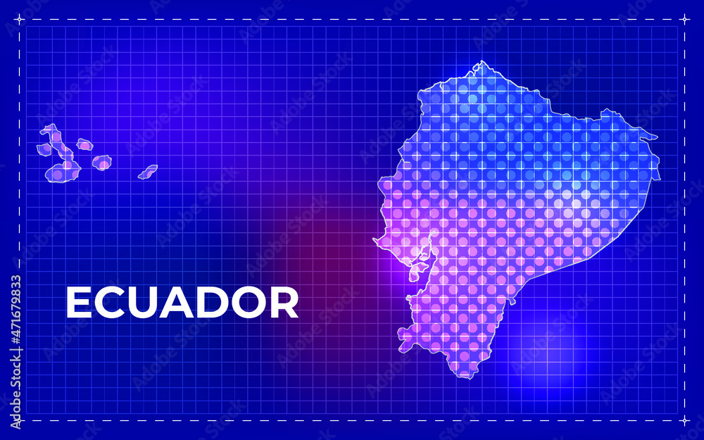 Ecuador Digital Map with glowing Dots and Technology background Stock ...