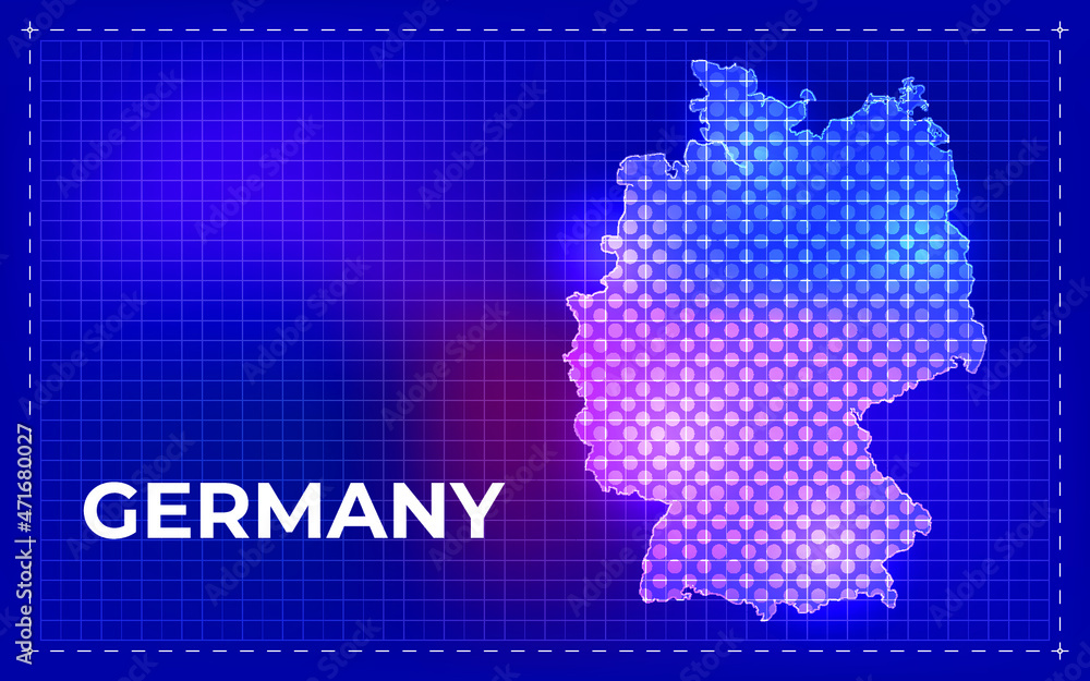 Germany Digital Map with glowing Dots and Technology background Stock ...