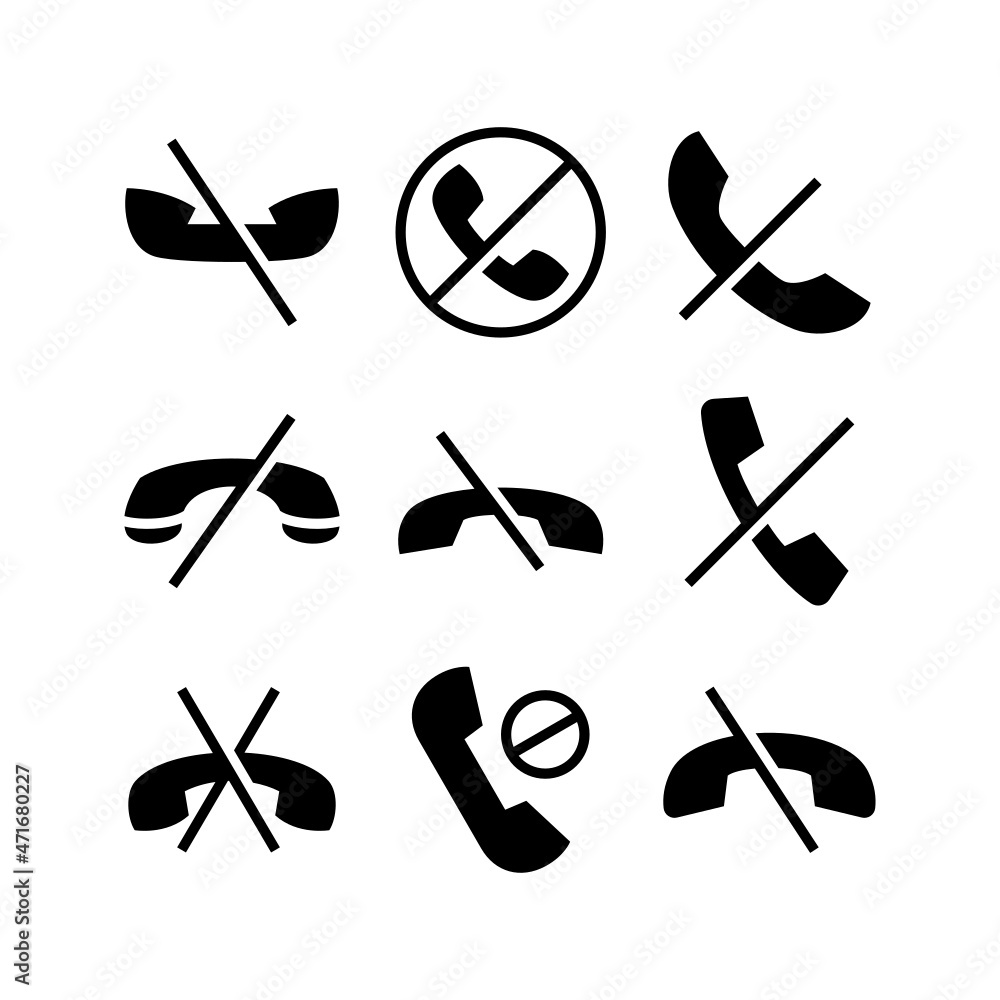 Disable Phone icon set isolated on white background Stock Vector ...