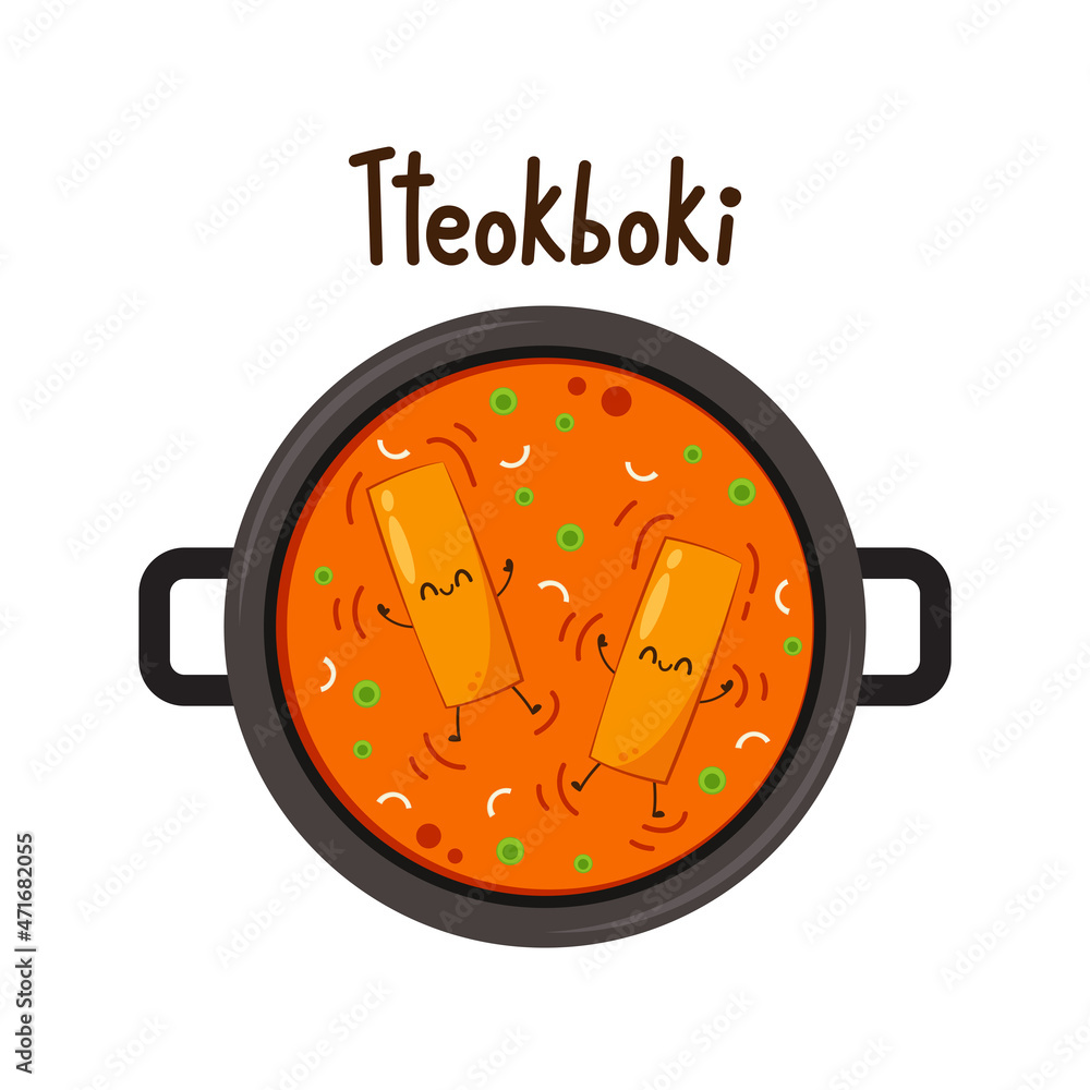 Tteokbokki noodle vector. Tteokbokki is Korean Food. Spicy rice cake ...