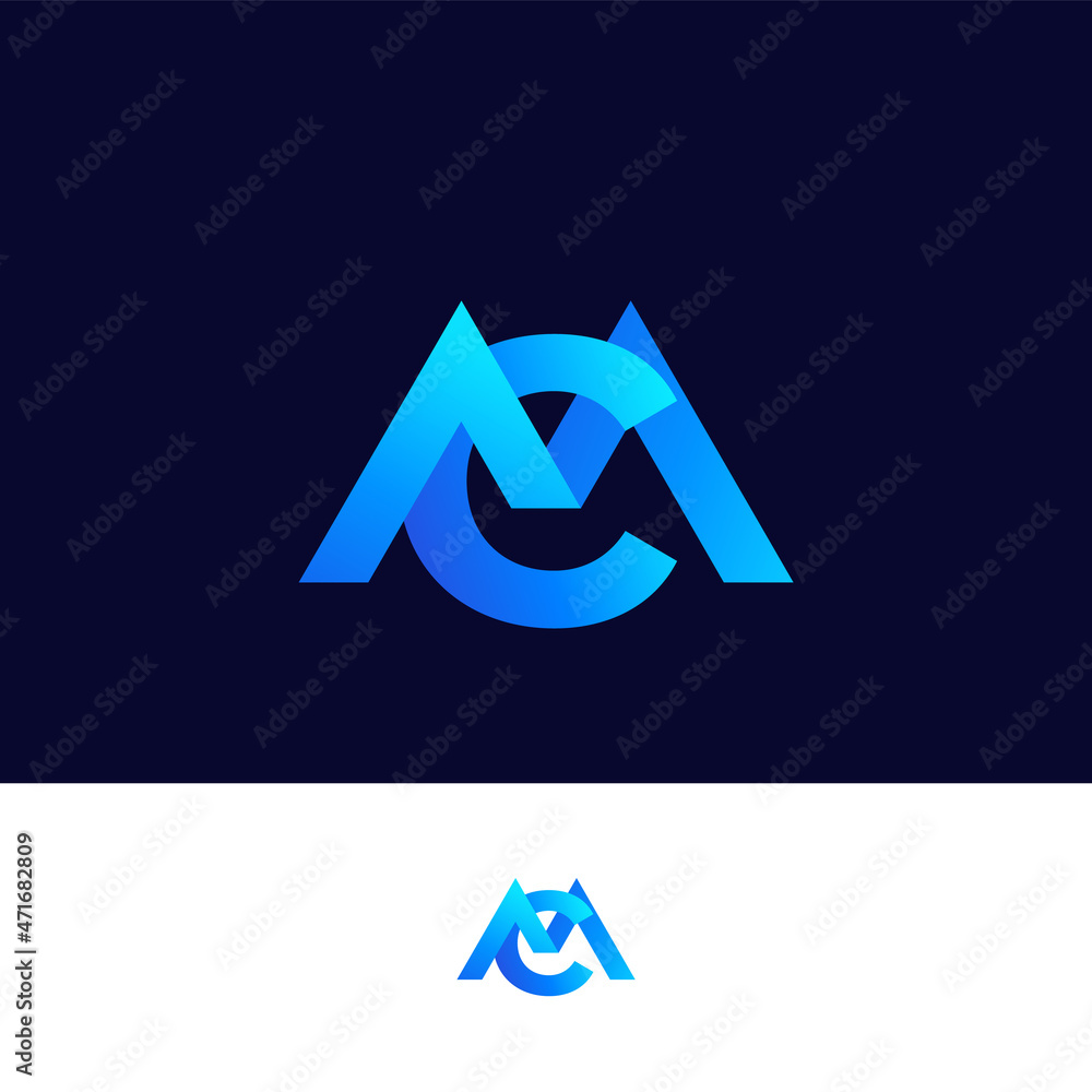MC monogram vector logo with gradient Stock Vector | Adobe Stock