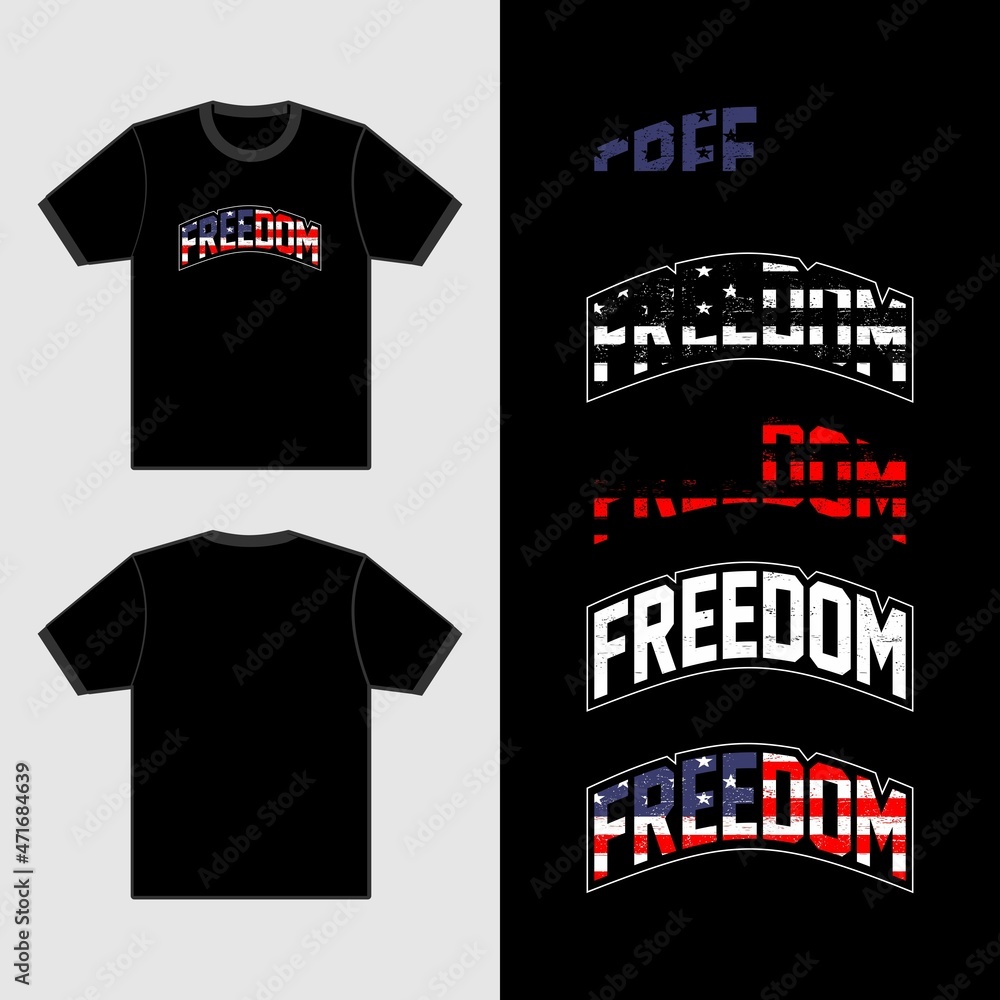 Freedom Text Type America Flag T shirt Design, College Letter Freedom ...