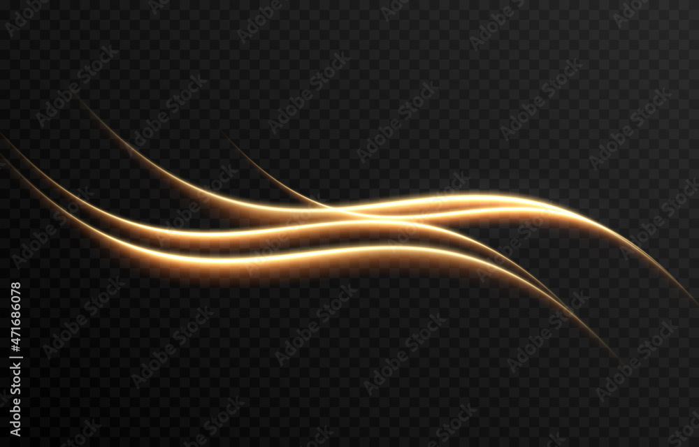 Vetor de Vector glowing light lines. Neon light, light effect png. Gold ...