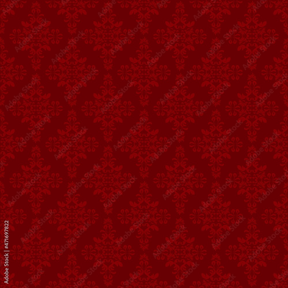 Red background. Victorian red seamless pattern. Vector. Red color ...