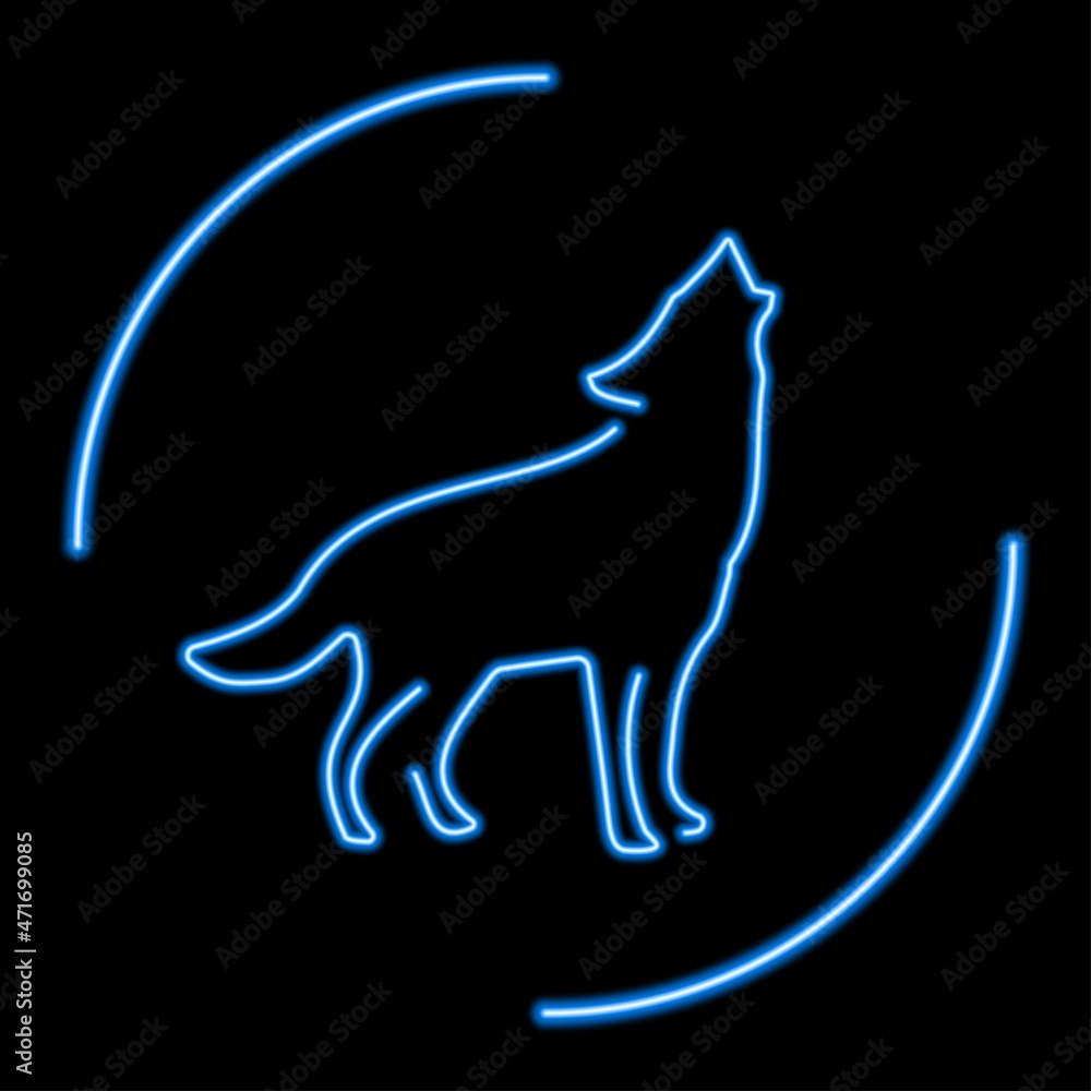 wolf neon sign, modern glowing banner design, colorful modern design ...