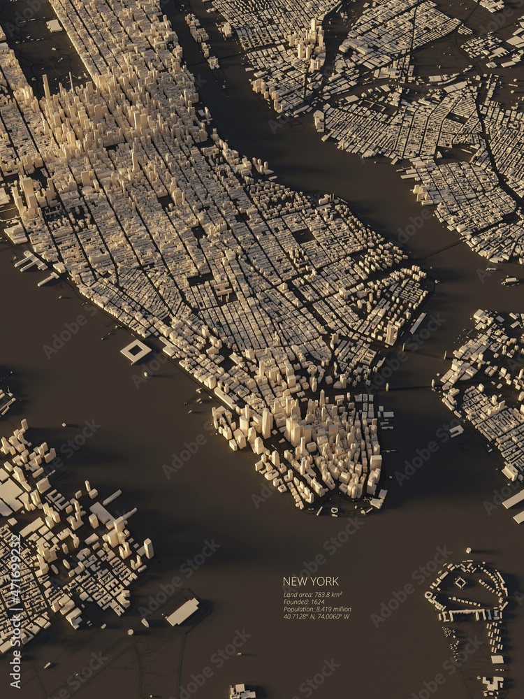 city map. 3d map of. city from above 3d illustration. Vertical poster ...