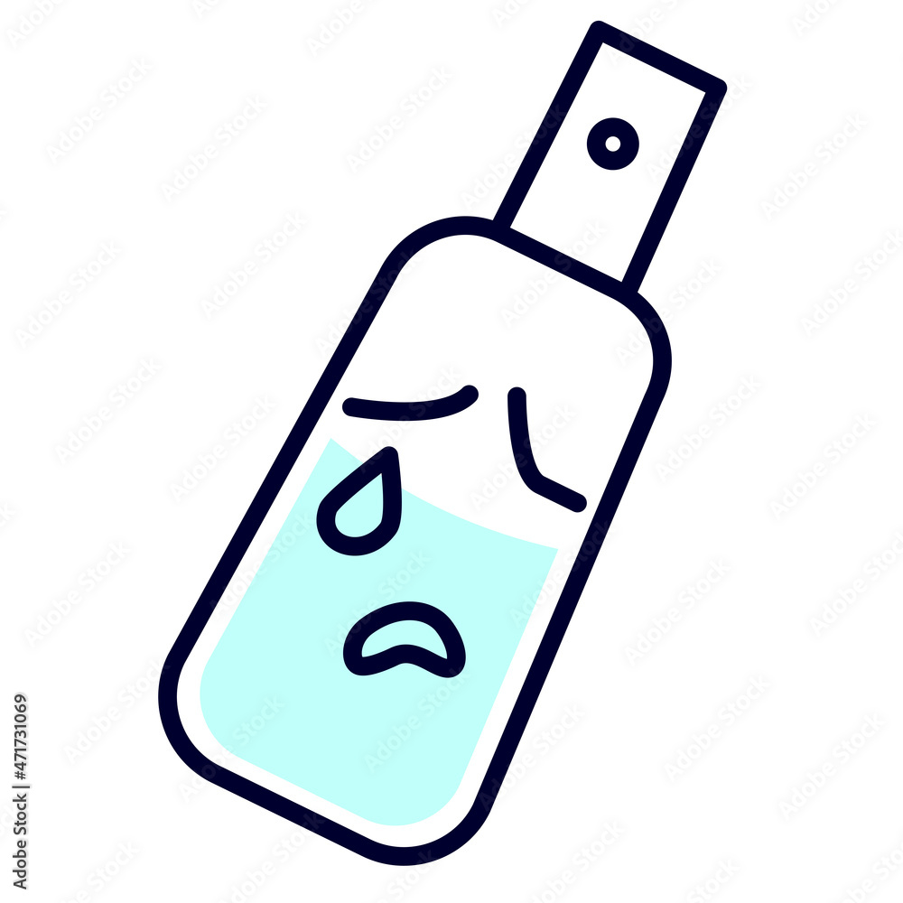 Line crying antiseptic with white background. Disorder emotion at the ...