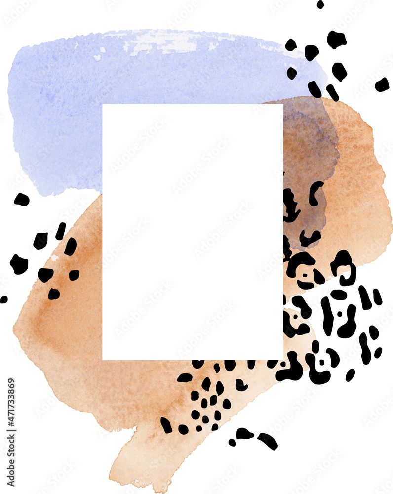animal print digital frames abstract art watercolor clipart, leopard ...