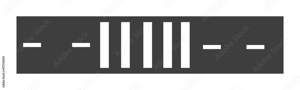 Traffic rules concept. Sticker with flat road, dotted line and ...