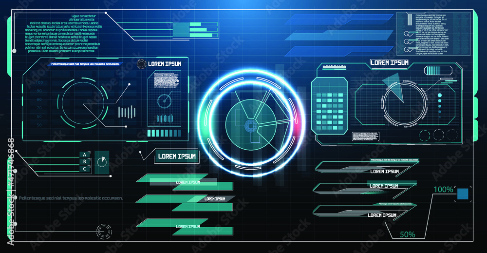Hud Elementsgraphvector Illustrationhead Up Display Elements For The Web Hud Ui Gui