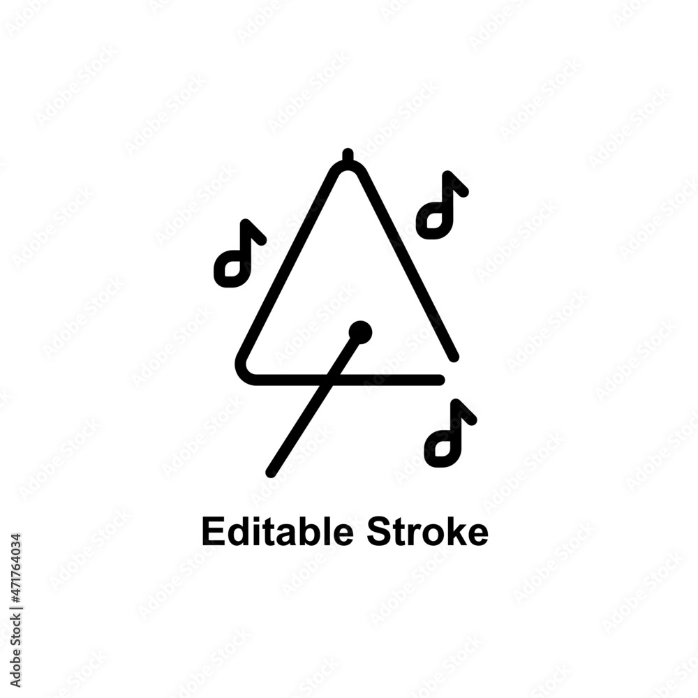 triangle icon designed in outline style in musical instrument icon ...