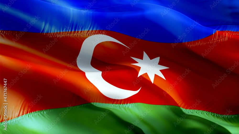 Azerbaijan flag. National 3d Azerbaijan flag waving. Sign of ...
