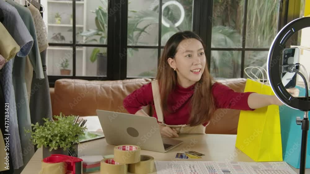 Female business women begin with small SME with online sales like being ...
