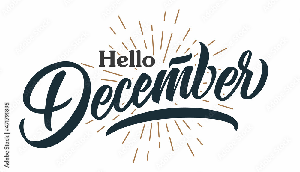 December Sale typography poster graphic design. Handwritten hello ...
