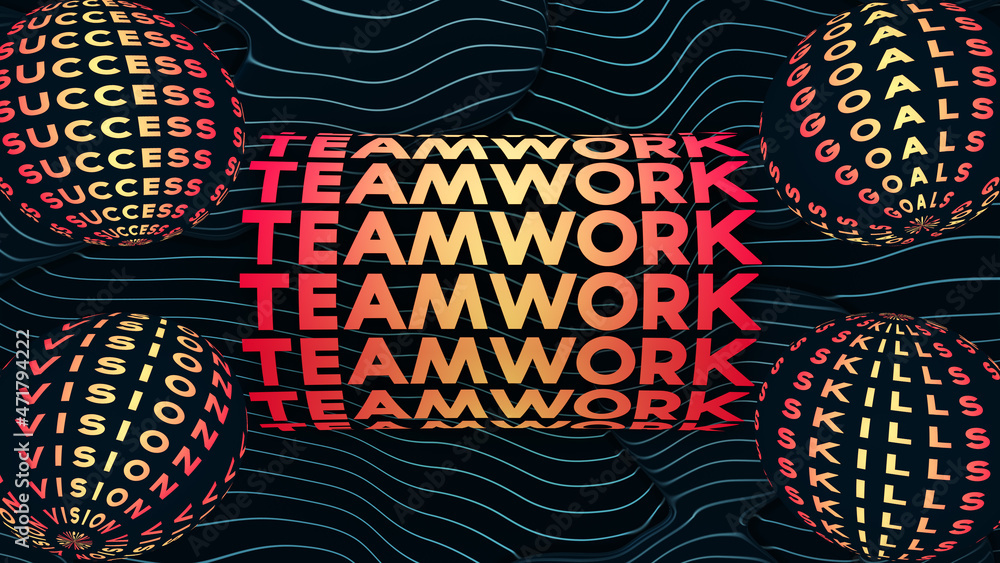 Red Yellow Gradient Teamwork Business Concept Lettering On Cylinder And ...