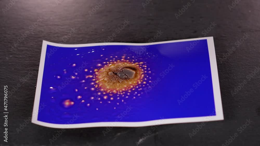 Burn fire Chroma key blue photograph on a black background with a gas ...