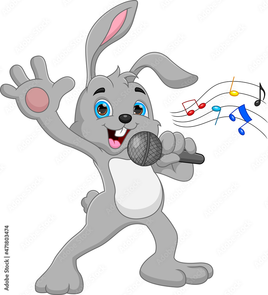 cartoon rabbit singing isolated on white background Stock Vector ...