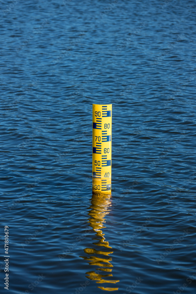 Water level meter located in the water of the dam. Concepts for natural ...