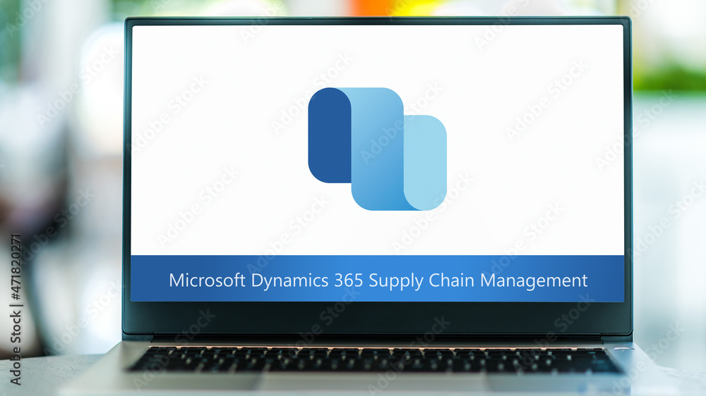 Laptop displaying logo of Dynamics 365 Supply Chain Management Stock ...