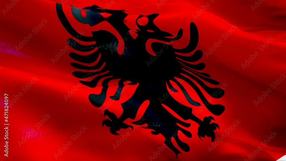 Albanian flag. 3d Albania sign waving video. Flag of Albania holiday ...