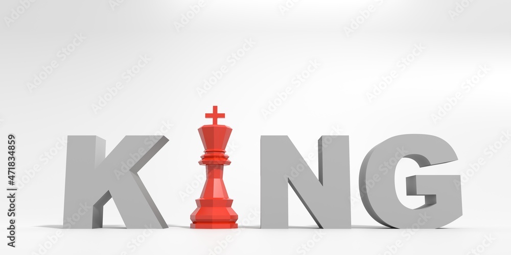 Piece of chess. The king low poly model as i letter in king word Stock ...