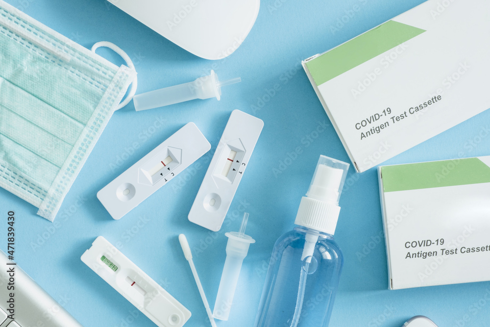 top view of Corona Covid-19 Rapid Test, Antigen Test kit. Stock Photo ...