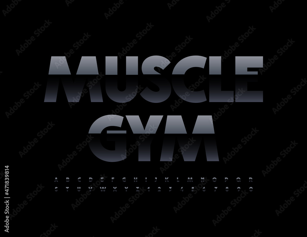 Vetor de Vector modern Sign Muscle Gym. Stylish Black Font. Modern ...