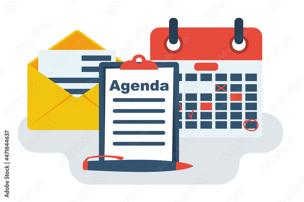 Agenda concept. Template, banner for web and print. Vector illustration ...