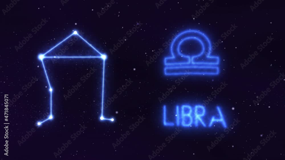 Video Stock Horoscope, zodiac sign Libra is in a constellation of ...
