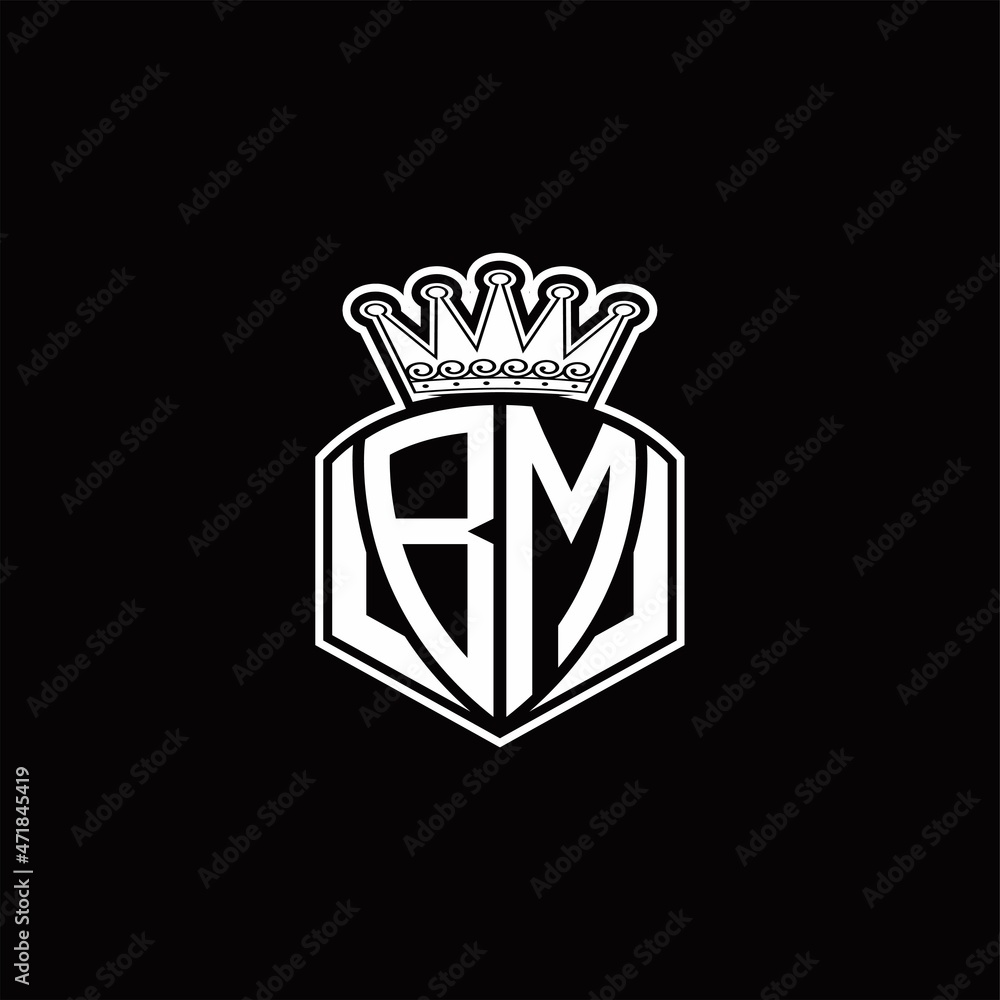 BM Logo monogram with luxury emblem shape and crown design template ...
