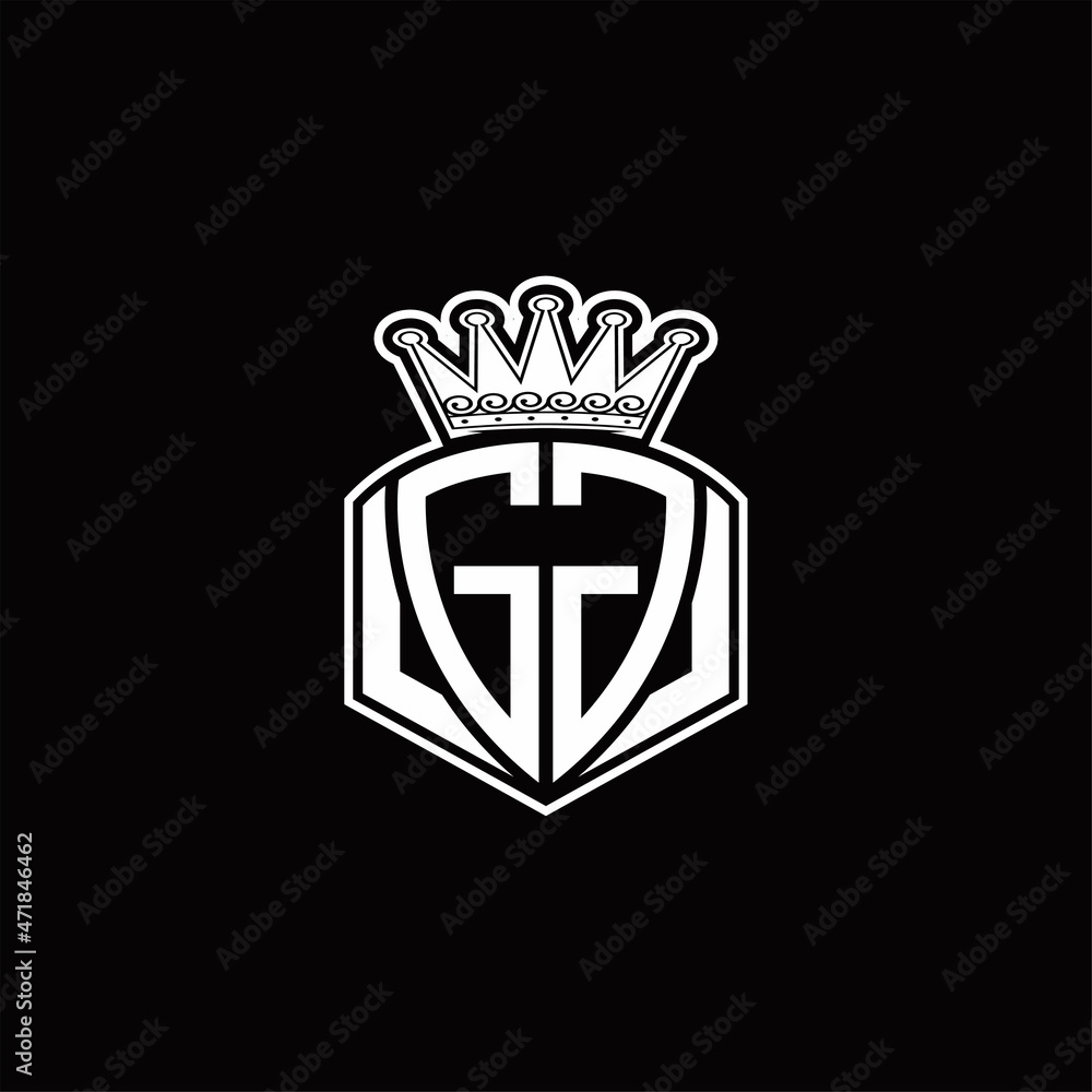 GG Logo monogram with luxury emblem shape and crown design template ...