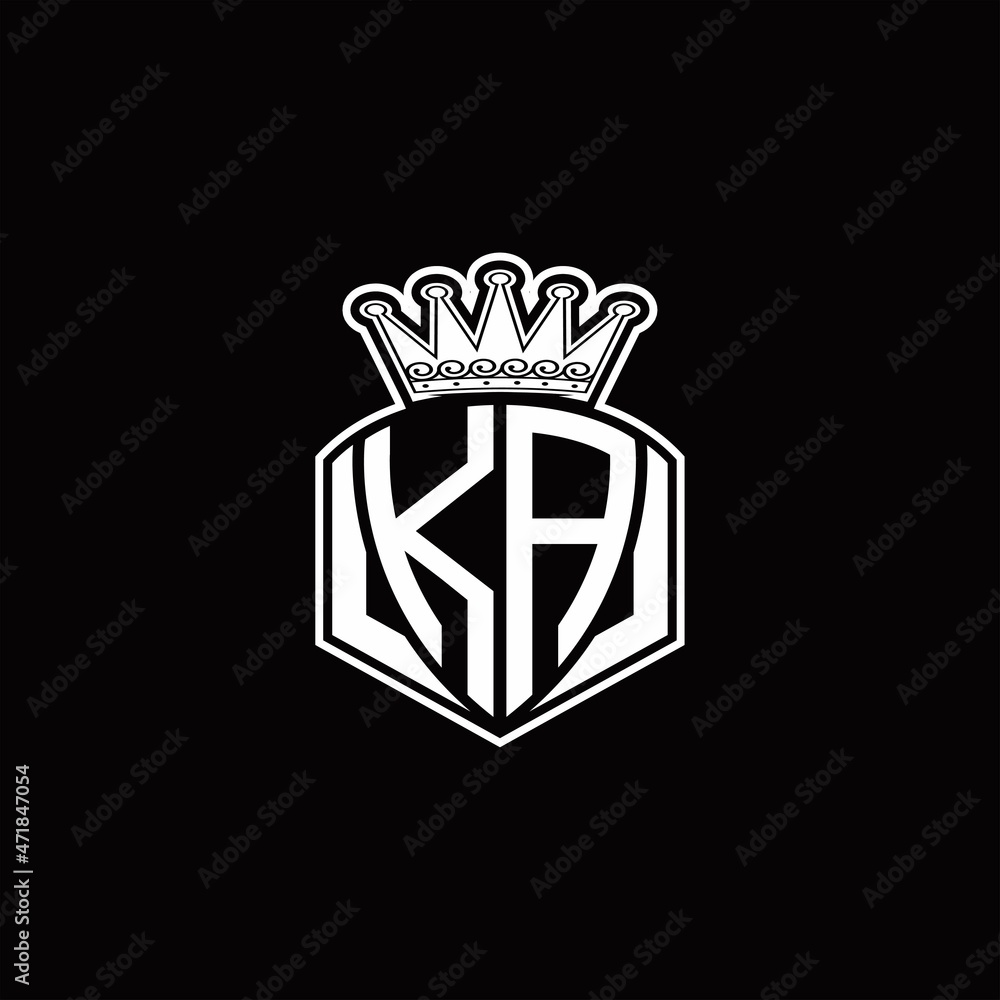 KA Logo monogram with luxury emblem shape and crown design template ...