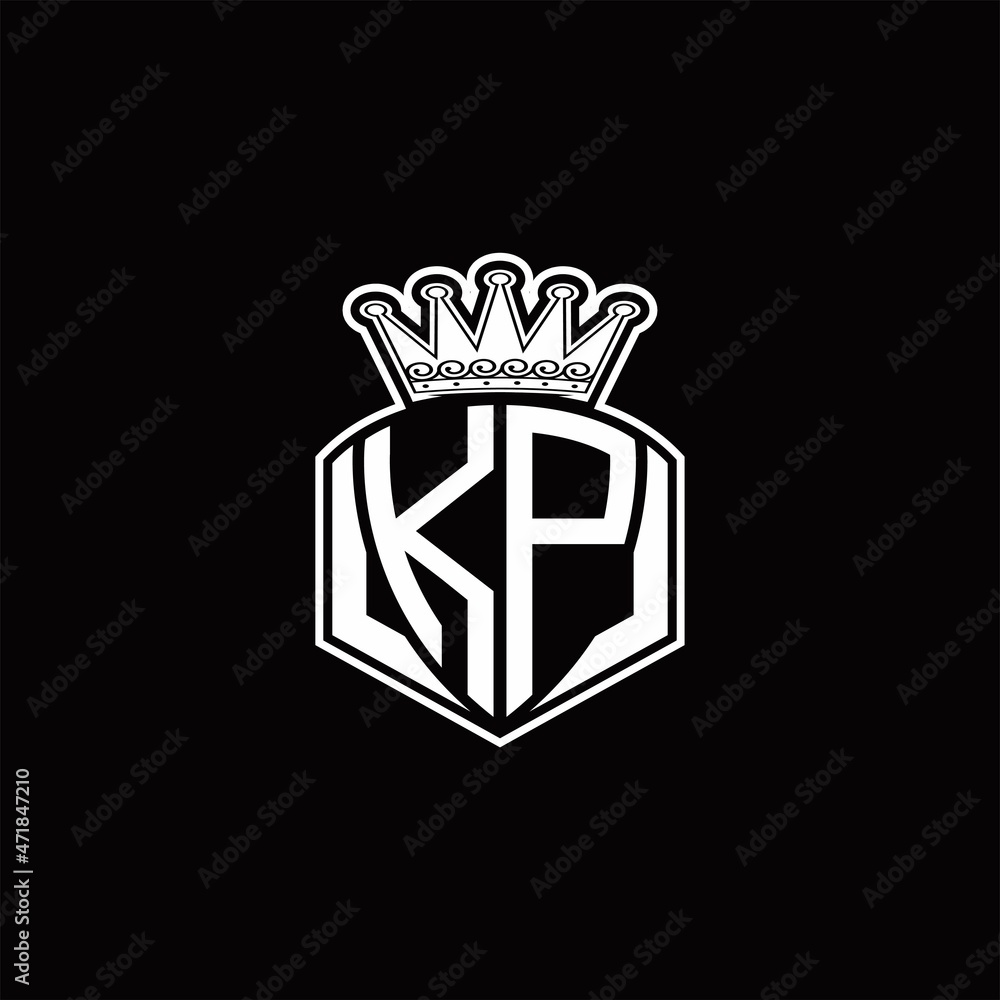 KP Logo monogram with luxury emblem shape and crown design template ...