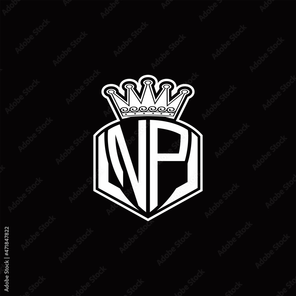 NP Logo monogram with luxury emblem shape and crown design template ...