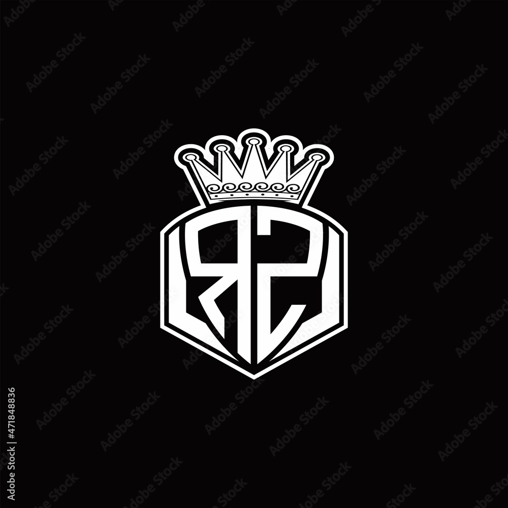 RZ Logo monogram with luxury emblem shape and crown design template ...