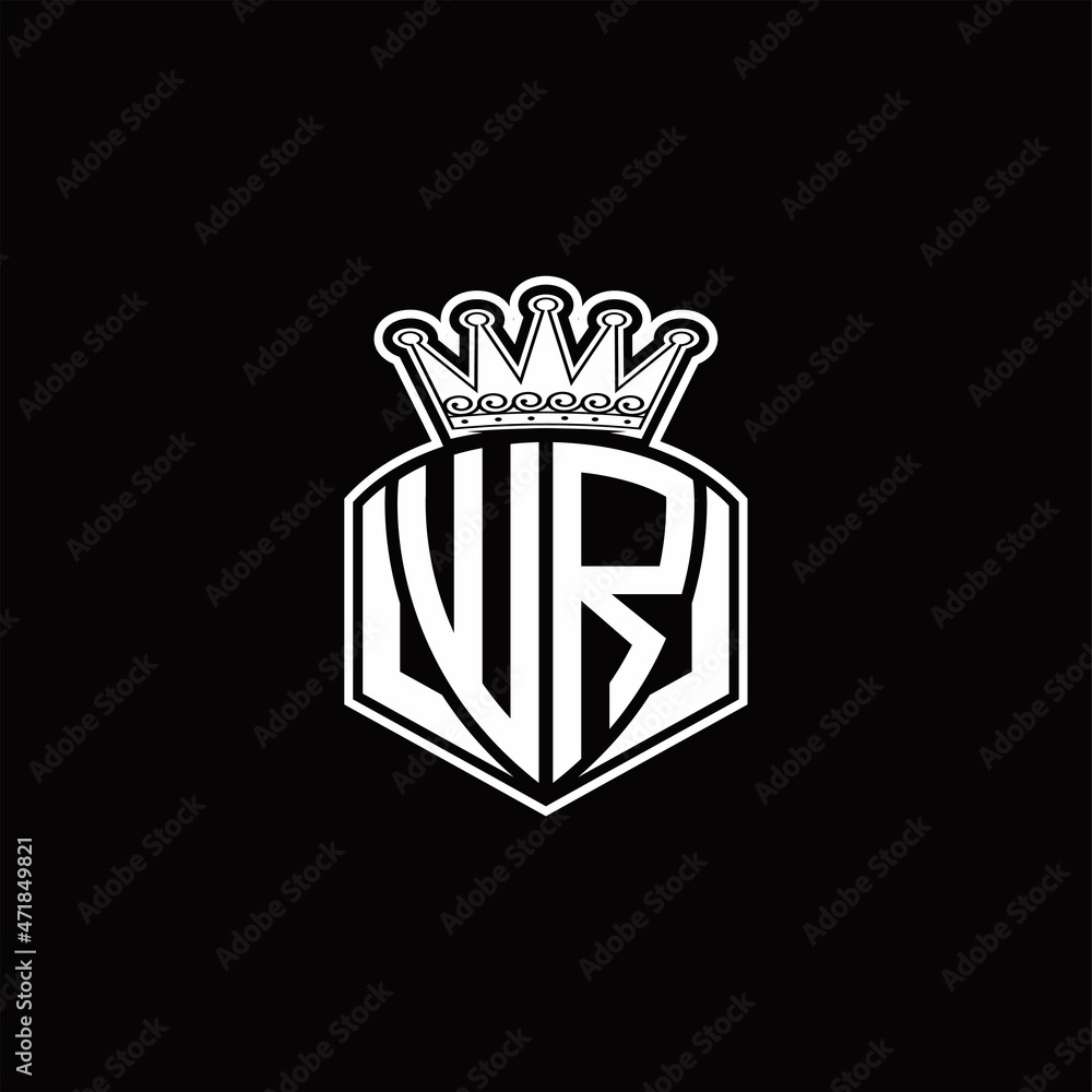 WR Logo monogram with luxury emblem shape and crown design template ...