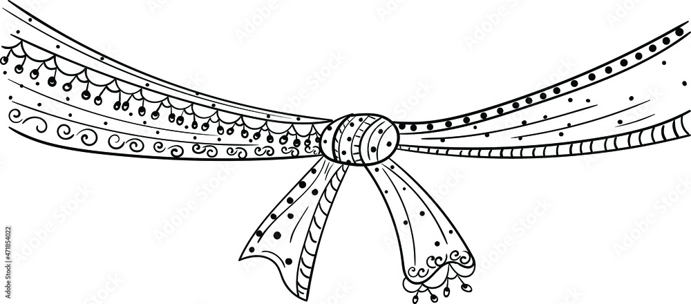 Indian wedding clip art of wedding knot or gathbandhan black and white ...