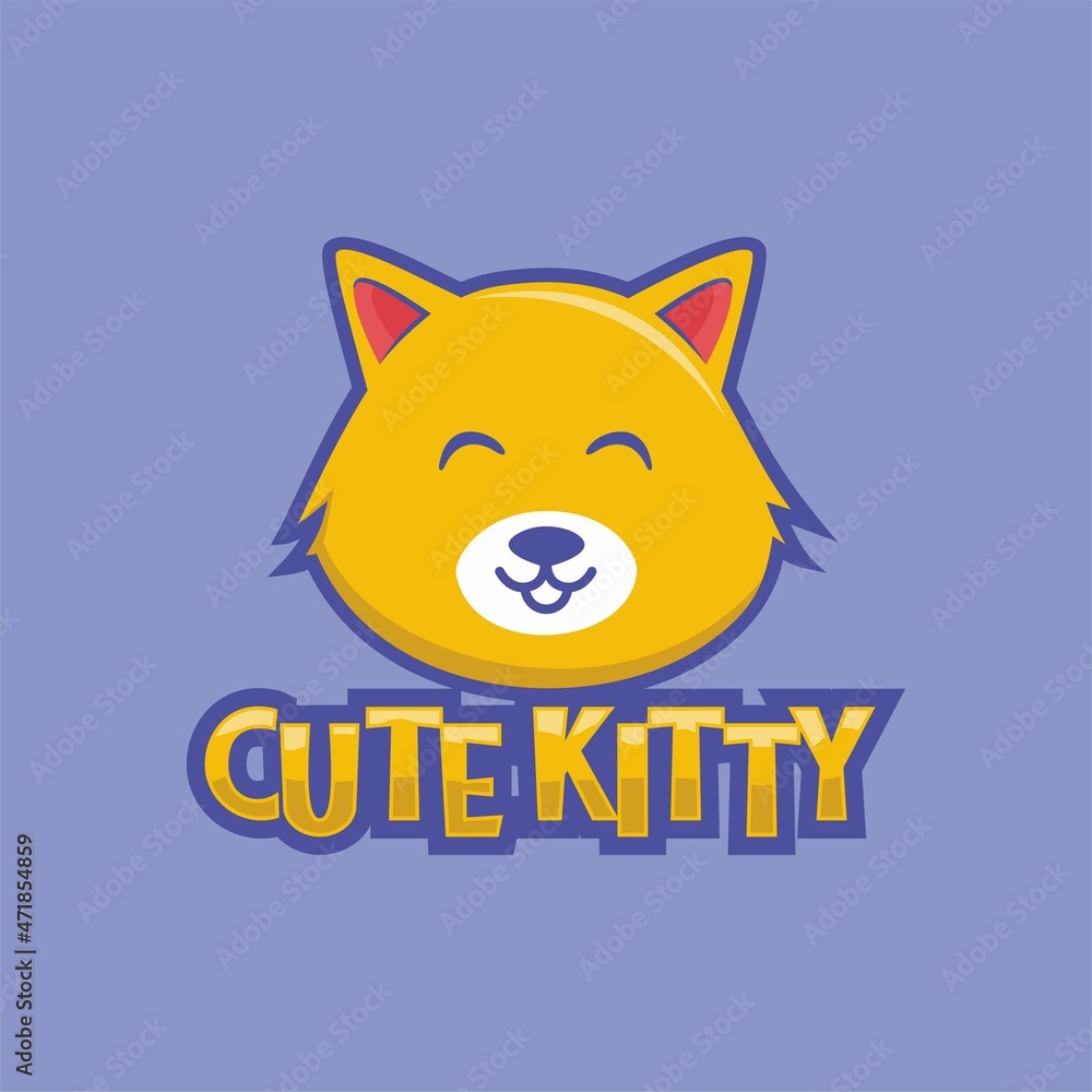 Cute kitty logo illustration design for sign, logo, social media ...