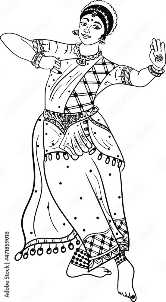 Vetor do Stock: INDIAN WOMEN DANCING TRADITIONAL INDIAN DANCE KATTHAK ...