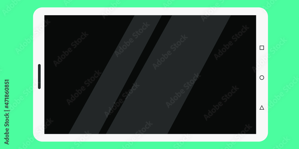 Realistic tablet computer lock screen with abstract colored geometric ...