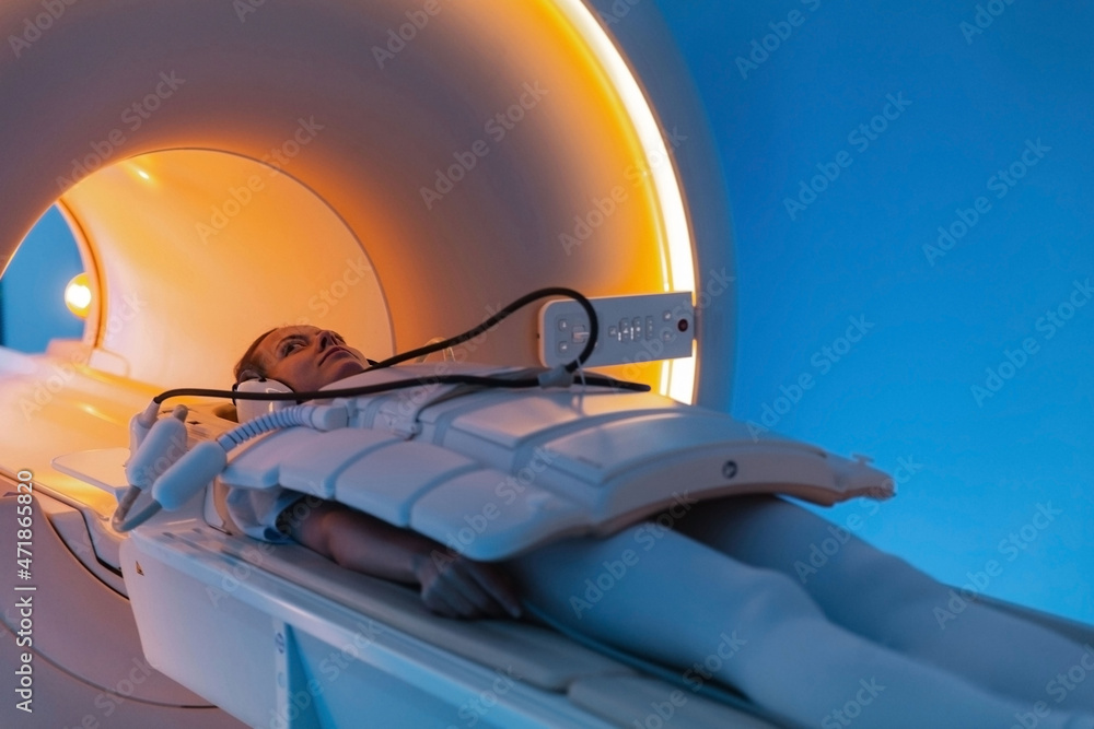 Medical CT or MRI Scan with a patient in the modern hospital laboratory ...