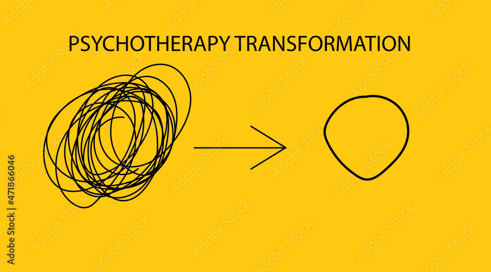 Psychotherapy transformation. Psychoanalysis therapy. Doodle ...
