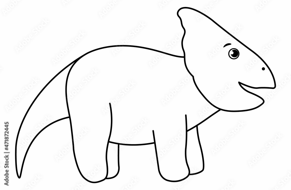 Vector cute dinosaur line icon isolated on white background. Funny ...