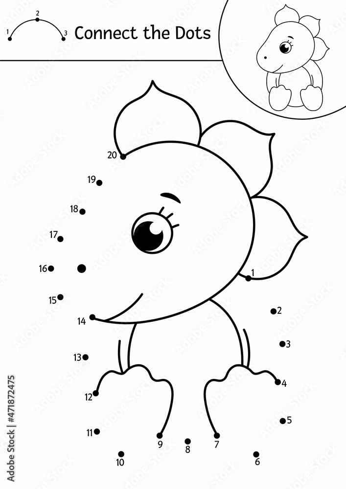 Vector dot-to-dot and color activity with cute baby dinosaur in egg ...