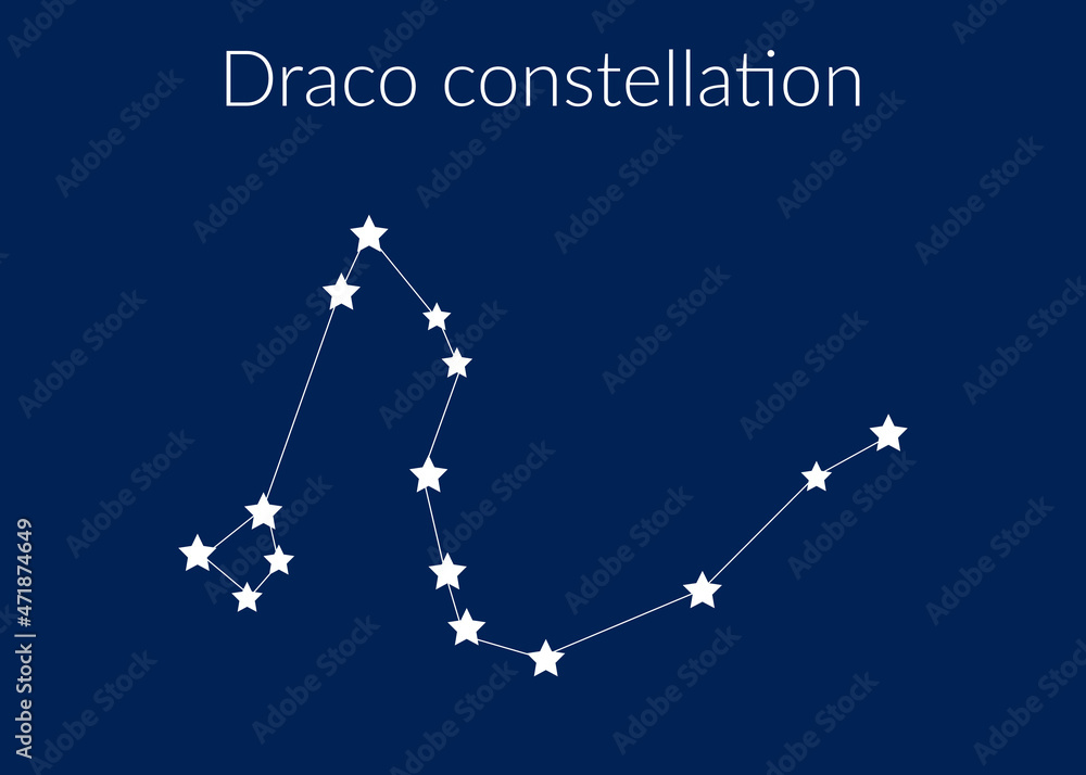 Draco zodiac constellation sign with stars on blue background of cosmic ...