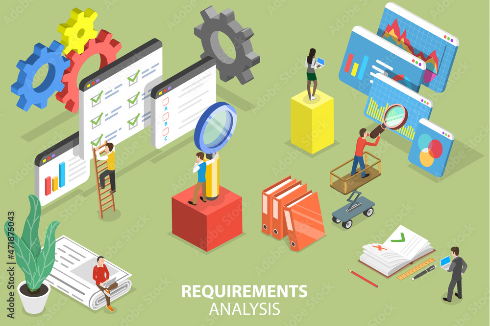 3D Isometric Flat Vector Conceptual Illustration of Requirements ...