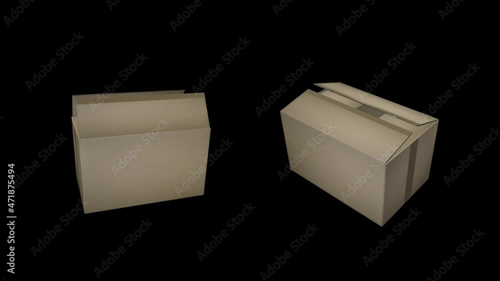 2x carton boxes templates, rotating in 360 degrees. Seamless loop ...