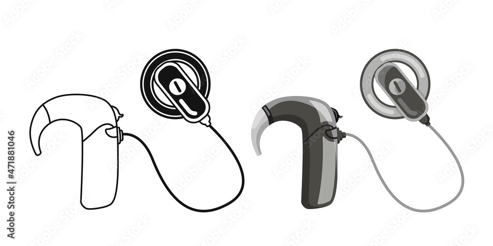 Cochlear Implant Vector illustration. Hearing therapy concept. Stock ...