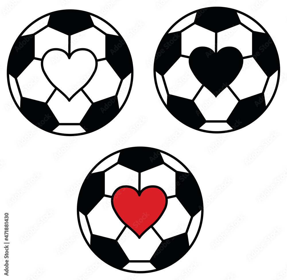 Football / Soccer Love with Heart Clipart Set - Outline, Silhouette and ...