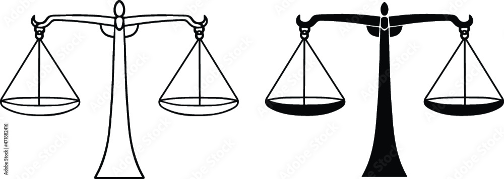 Liberty Scales Clipart Set - Outline and Silhouette Stock Vector ...